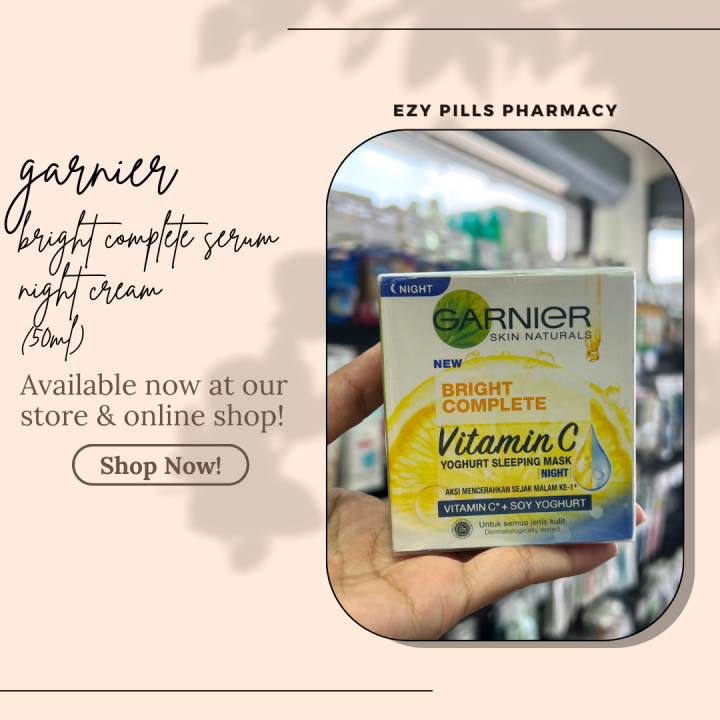 Garnier Bright Complete Serum Night Cream (Yoghurt Sleeping Mask) 50ml ...