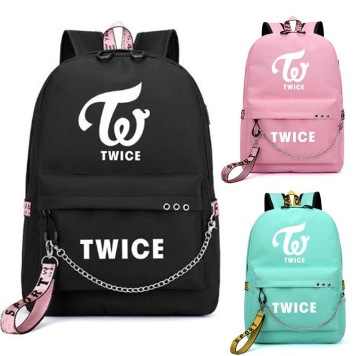 Twice Korean Star Nayeon Momo Backpack School Bags USB Port Mochila ...