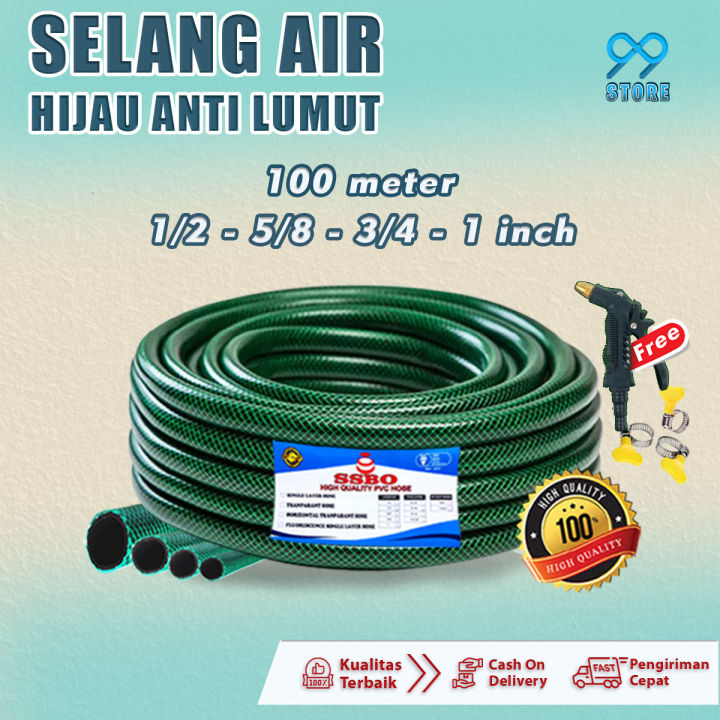 100 METER SELANG AIR HIJAU ANTI LUMUT TEBAL 2MM / SELANG AIR TAMAN ...