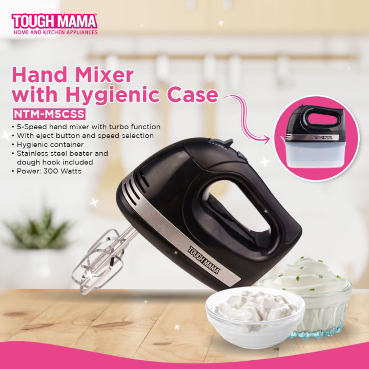 Tough Mama NTM-M5CSS Hand Mixer with Hygienic Case Black Hand Mixer ...