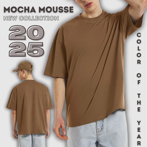 Mocha Mousse 2025 Cotton Spandex T-shirt Men Women Casual Unisex Daily ...