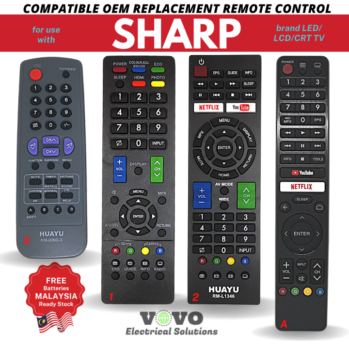 Universal OEM SHARP TV LCD LED Plasma Replacement Remote Control [FOC ...