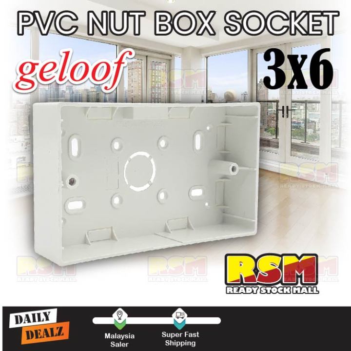 Geloof PVC Electrical Nut Box Twin Switch Socket Base Cover 3x6 | Lazada