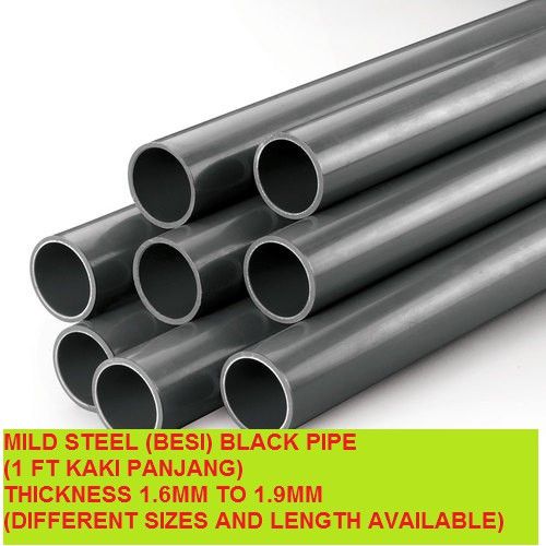 MILD STEEL (BESI) BLACK PIPE /ROUND PIPE BESI (1 FT KE 5 FT +++ KAKI ...