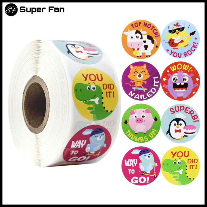(Super Fan) 500pcs/roll Cute Animals Reward Stickers In 8 design for ...