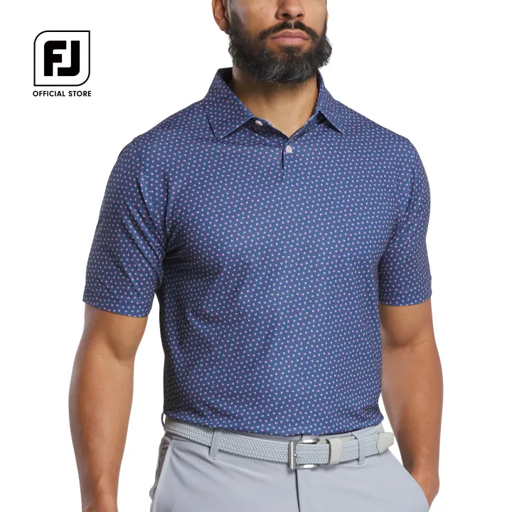 FootJoy FJ Bounce Print Stretch Pique Men's Golf Shirts - Athletic Fit ...