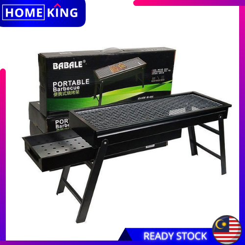 HOMEKING | Foldable BBQ Stand 60CM/35CM Camping Picnic Folding Barbecue Charcoal Grill Pan Stand ...