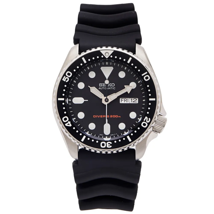 Seiko SKX007 Automatic Black Dial Rubber Strap 200m Scuba Diver Watch ...