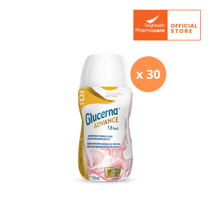 [Carton of 30] Glucerna Advance 1.6kcal with HMB Strawberry 220ml [Exp ...