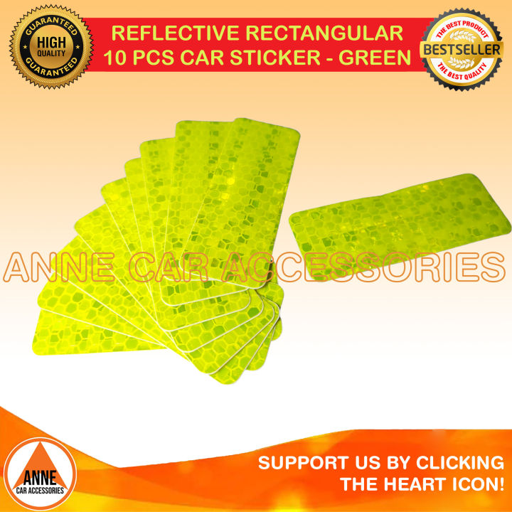 10pcs Reflective Rectangular Sticker for Car Motorcycle Bicycle Safety ...