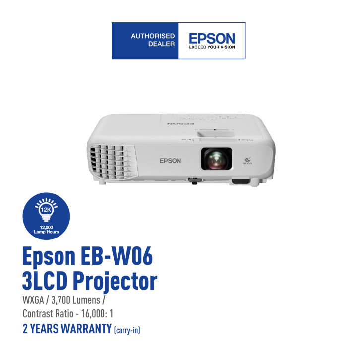 Epson EB-W06 WXGA 3LCD Widescreen 3700 Lumens Projector | Lazada