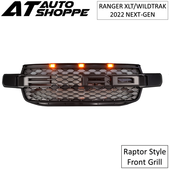FRONT GRILLE RAPTOR STYLE BLACK FOR FORD RANGER 2022 NEXT-GEN T9 XLT ...
