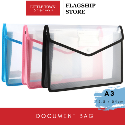 Transparent White Document Bag A3 Size Student Test Paper Snap Button ...