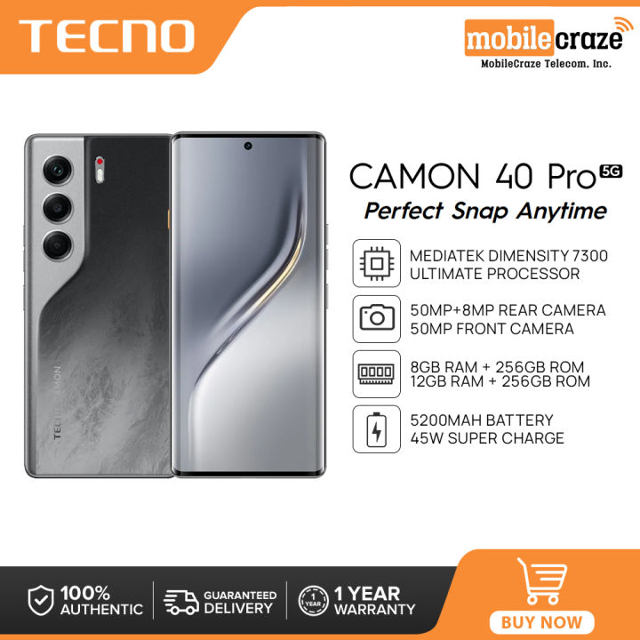 TECNO CAMON 40 Pro 5G Smartphone | 8GB+256GB / 12GB+256GB | Dimensity 7300 Ultimate Processor ...