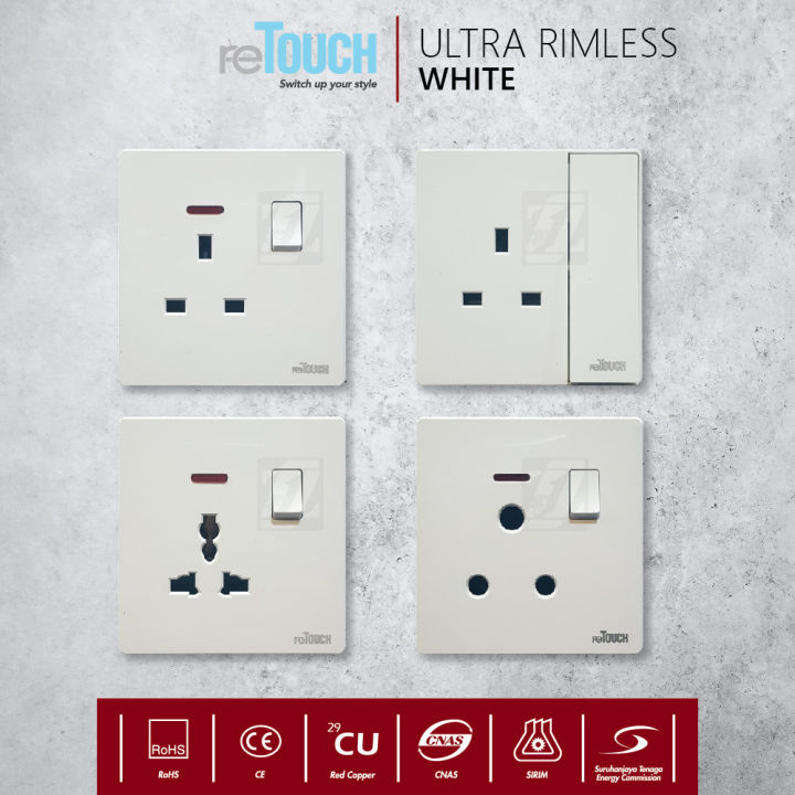 Retouch Ultra Rimless Socket 13A, 13A Big, 13A Universal, 15A Round Pin ...