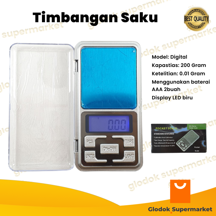 Timbangan Saku Digital Emas Mini Pocket Scale 200 Gram 0.01g 200G MH200 | Lazada Indonesia