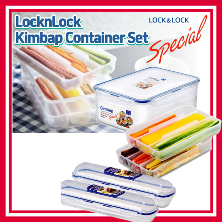 Korea kimbap container set / 2-tier x 3-compartment storage container 2 ...