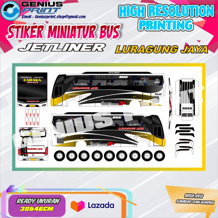 Stiker Miniatur Bus Jetliner Livery Luragung Jaya | Efisiensi | Garuda ...