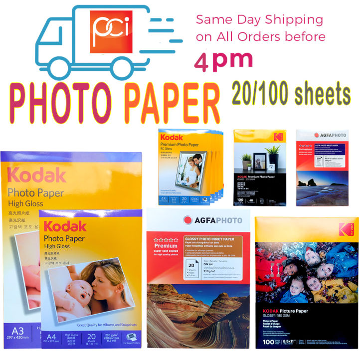 KODAK AGFA Photo Paper 180-270gsm Glossy/Matte/Satin 4R/Short/A4/A3 ...