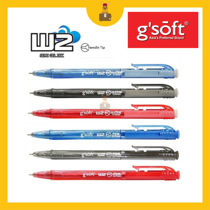 G'Soft W2 Ball Pen Semi Gel Retractable (0.5mm / 0.7mm / 1.0mm) | Lazada