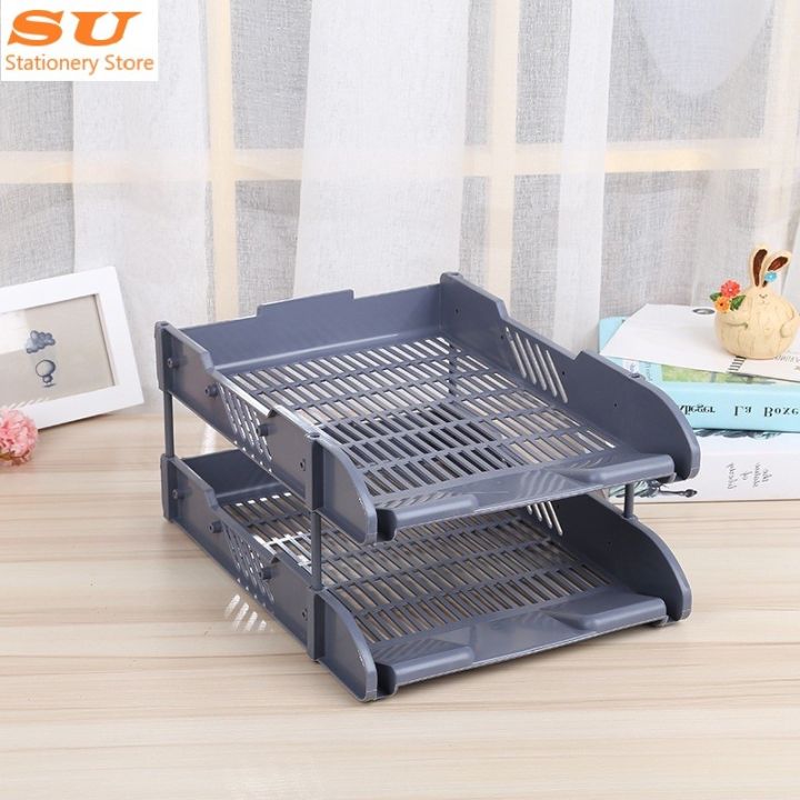 Office Desk Organizer 2 Tier Plastic A4 Document Tray Desktop Organizer ...
