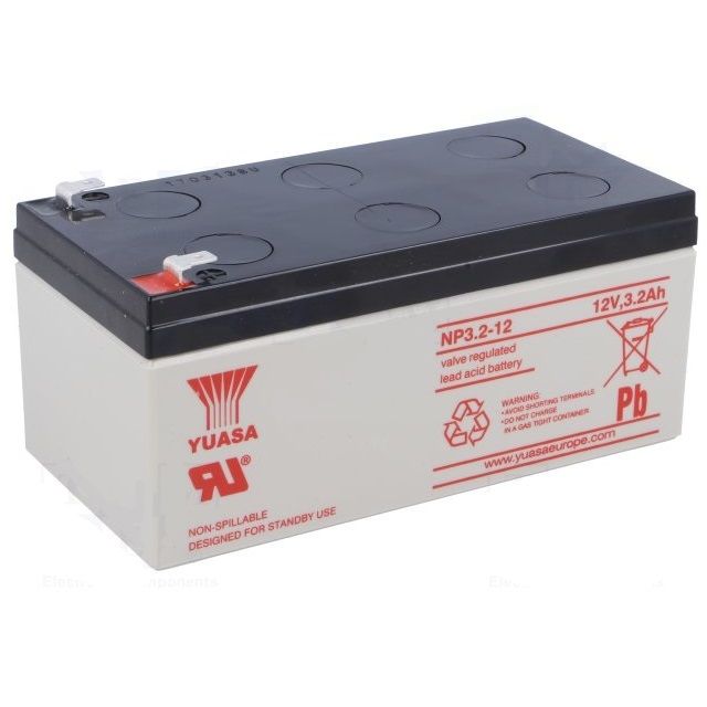 Yuasa 12v 3.2Ah SLA Rechargeable Battery NP3.2-12 Valve Regulated Sealed Lead-Acid Battery 12 ...