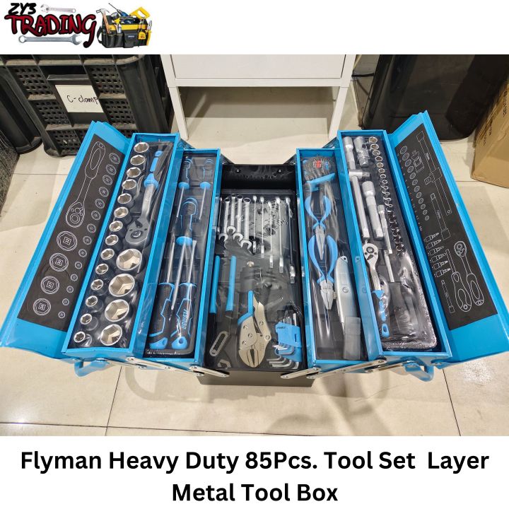 FLYMAN HEAVY DUTY 85PCS. HAND TOOL SET LAYER METAL TOOL BOX | Lazada PH