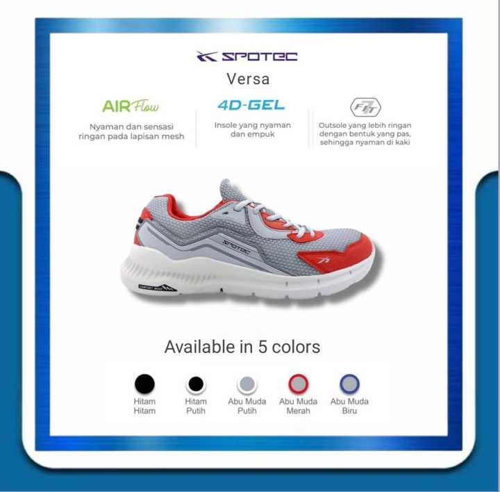 SPOTEC Sepatu Running Versa Abu Muda - Merah | Lazada Indonesia
