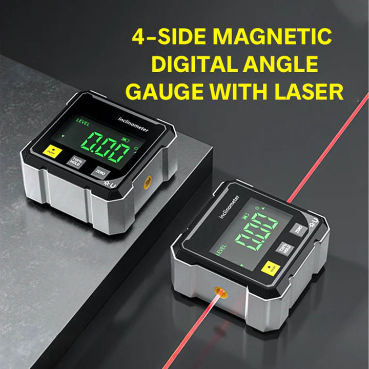 4-Side Magnetic Digital Angle Gauge, Digital Angle Finder,Digital Level,Inclinometer, Protractor ...
