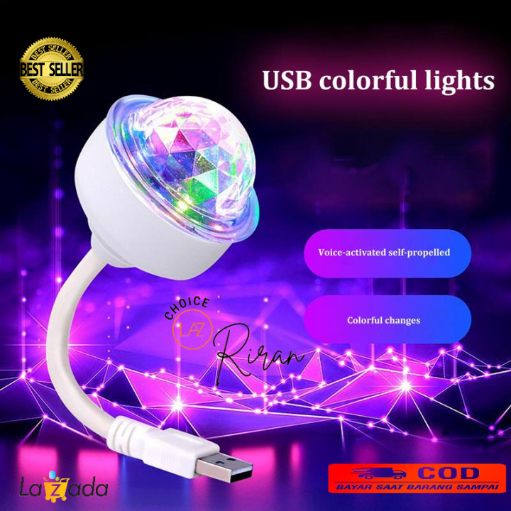 Lampu Bola Disko Mini RGB Multi Warna/Lampu Disco USB Portable LED ...