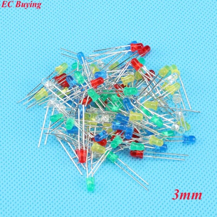 5 Colors*20pcs=100pcs 3mm Led Diode Light Emitting Diodes White Yellow ...