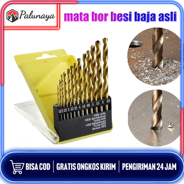 Mata Bor Besi 1.5mm-6.5mm 13 pcs Set Mata Bor Besi Set Lengkap Murah 13 Pcs HSS Drill Bit Set ...