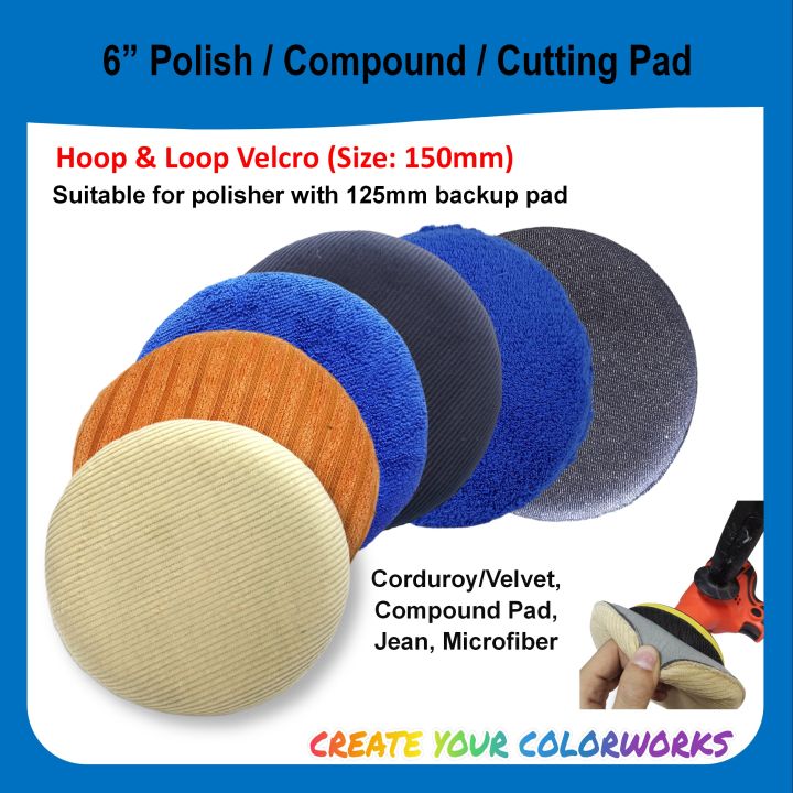 6" inch Corduroy Polish Microfiber / Compound Pad/ Jean Polish Pad ...