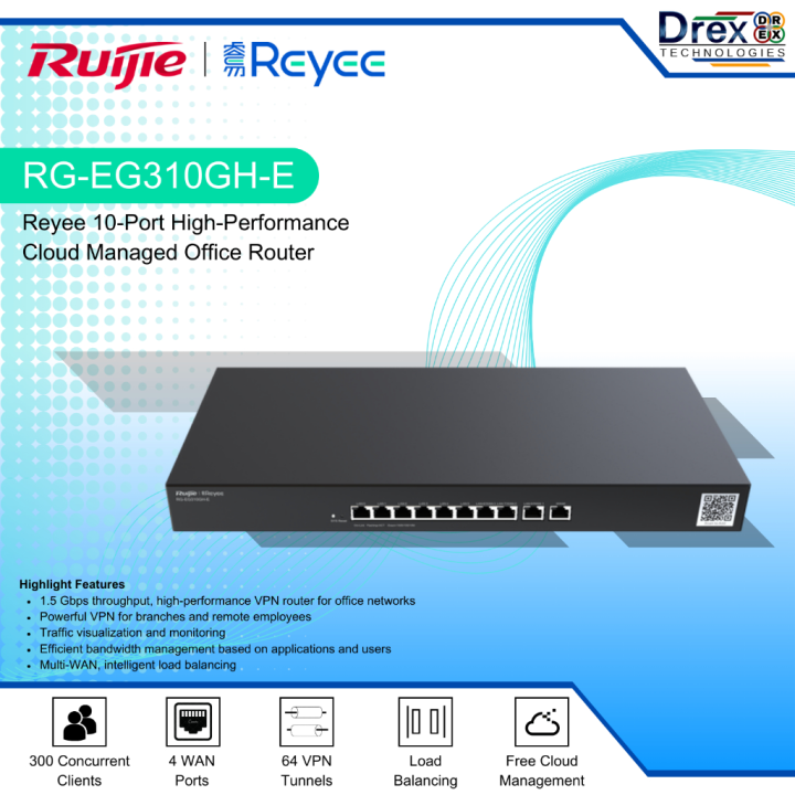 Ruijie/Reyee RG-EG310GH-E, Reyee 10-Port High-Performance Cloud Managed Office Router | Lazada PH