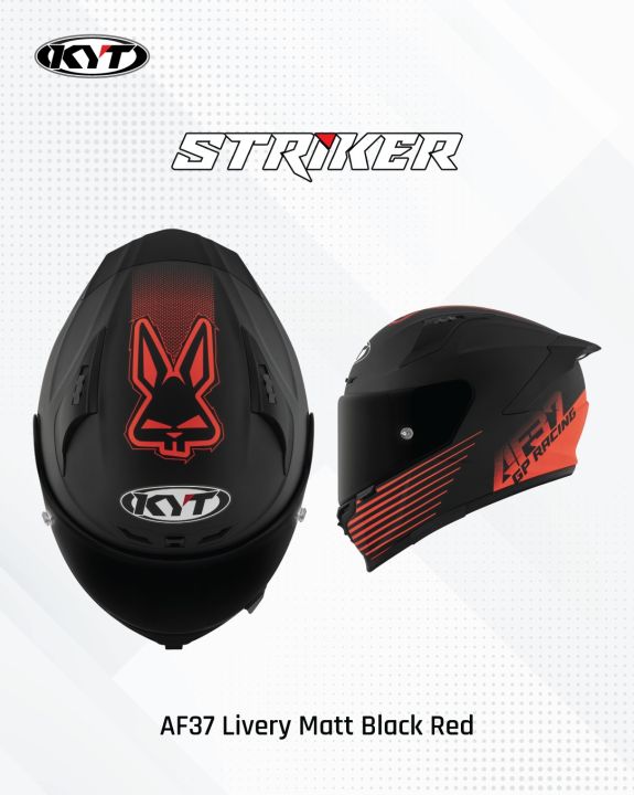 หมวกกันน็อค KYT รุ่น STRIKER ลาย AF37 LIVERY MATT BLACK/RED ไม่รวมชิว ...