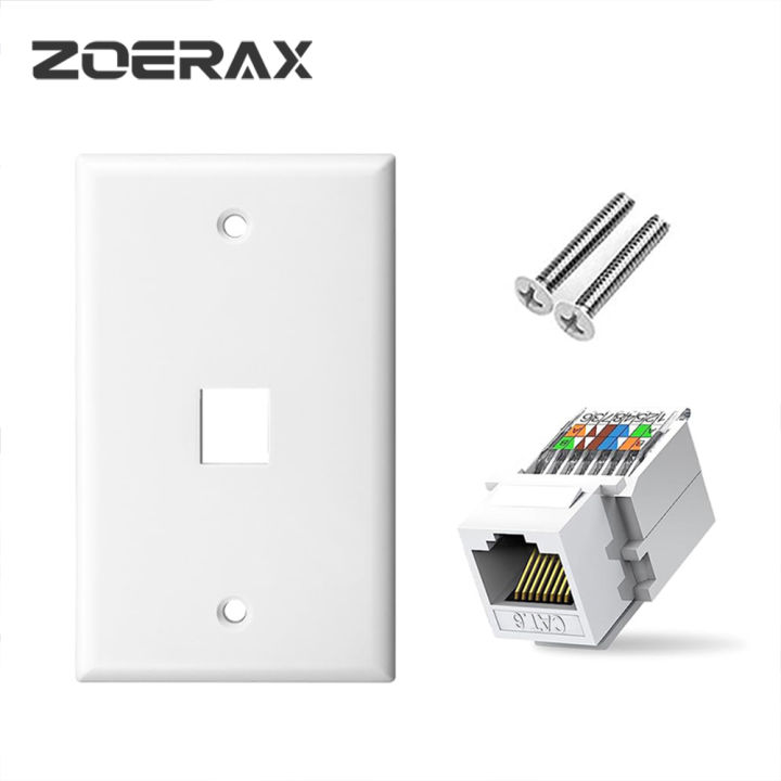 ZoeRax Cat6 Ethernet Keystone Wall Plate,RJ45 Wall Plate,Includes RJ45 ...