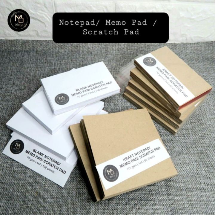 (2.5x4, 4x4) Blank White & Kraft Notepad Memo Pad Scratch Pad writing ...