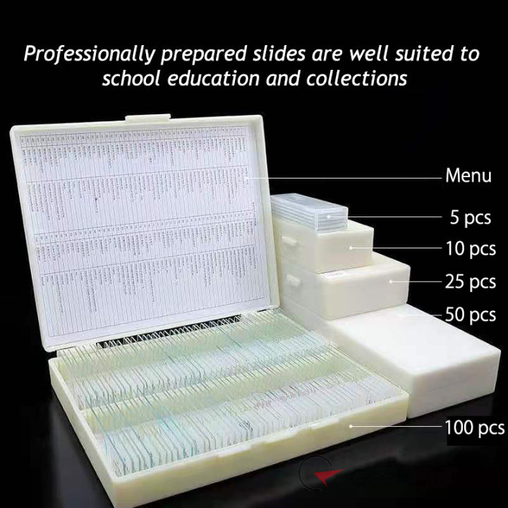 50 pcs Biology Prepared Microscope Glass Slides Lab Specimens Basic ...