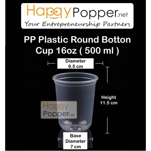 Happypopper Cawan Plastik PP Plastic Cup 500 ml 16oz 16 oz 500ml ...