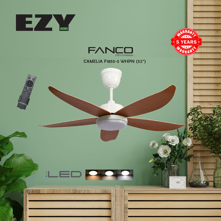 FANCO/CAMELIA F855-5 (52 INCHES) WHPN /DC MOTOR CEILING FAN LED | Lazada