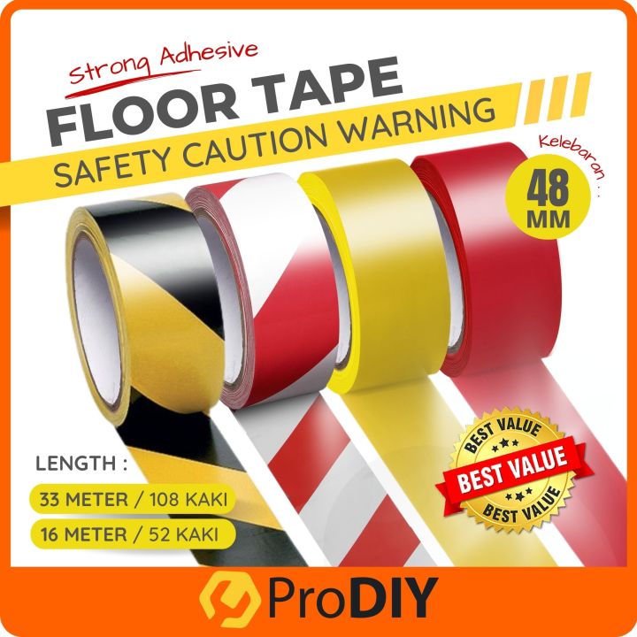 PRODIY 48mm Floor Tape 17M Floor Safety Caution Warning Tape PVC Vinyl Floor Marking Tape ...