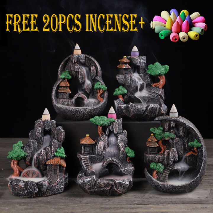 Resin Backflow Incense Burner Waterfall Incense Stick Holder Incense ...