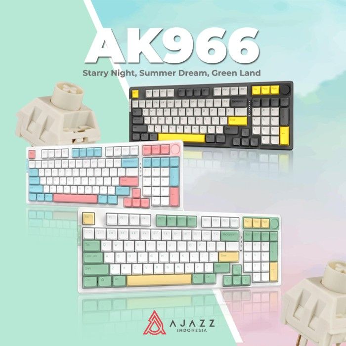 Ajazz AK966 96 Keys Mechanical Keyboard Three-Mode RGB Hotswappable ...