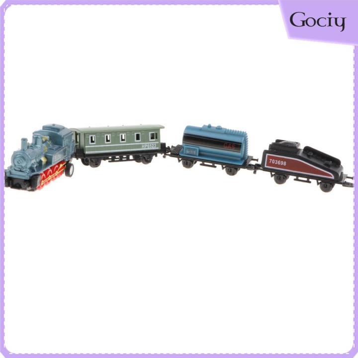 Gociy Mini Blue Train Toy Die-Cast Pull Back Steam Train Model Set Gift ...