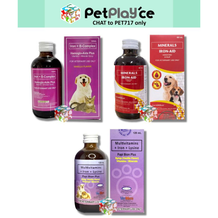 Papi Bion Plus Iron Aid Hemoglo Aid Emerplex Dog Cat Multi Vitamin B ...