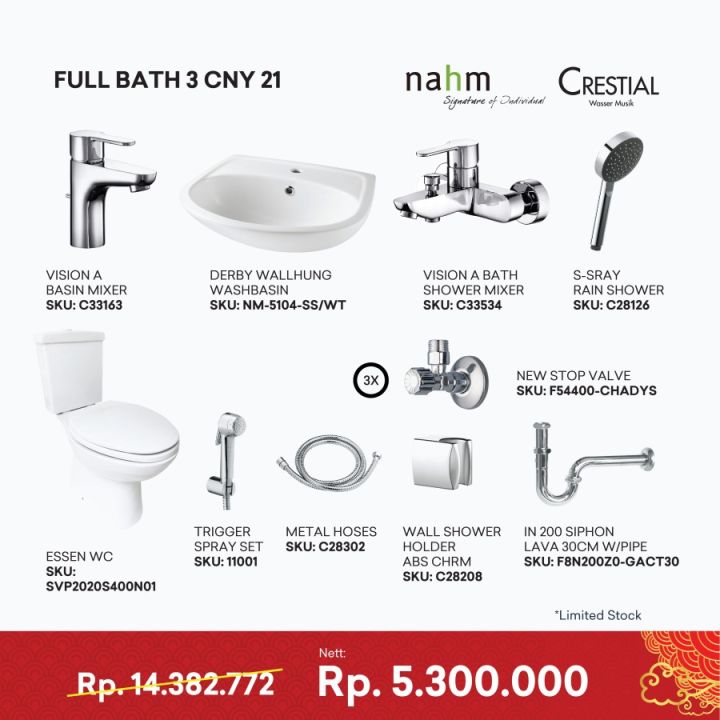 PAKET FULLBATHROOM CLOSET WASHTAFEL NAHM DAN SHOWER SET CRESTIAL ...