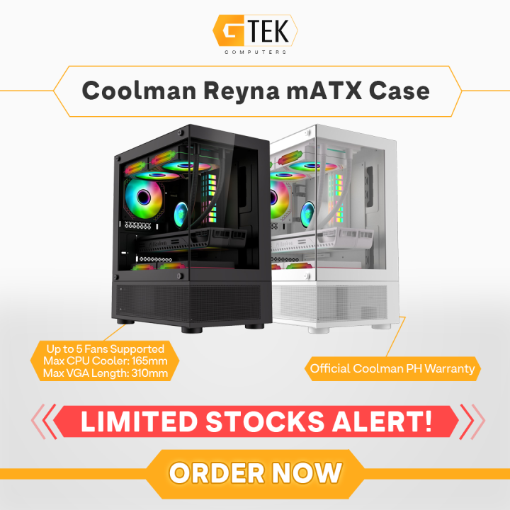 Coolman Reyna Tempered Glass mATX Gaming Case Black / White | Lazada PH