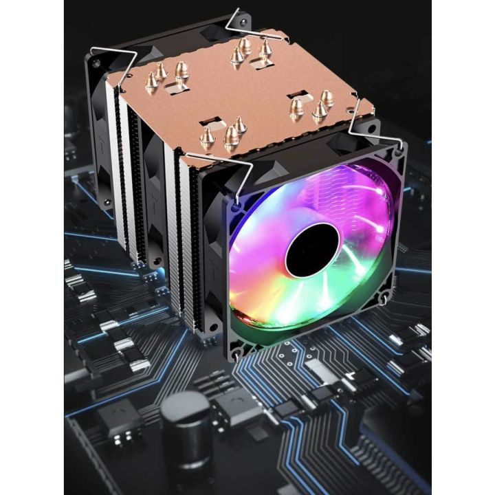 Coolmoon 6 heat-pipes RGB CPU Cooler radiator Cooling 3PIN 4PIN 2 Fan ...