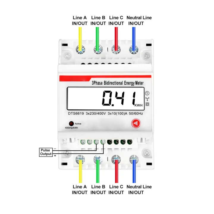 Smart Energy Monitoring 3 Phase 4 Wire Energy Meter LCD Display ...
