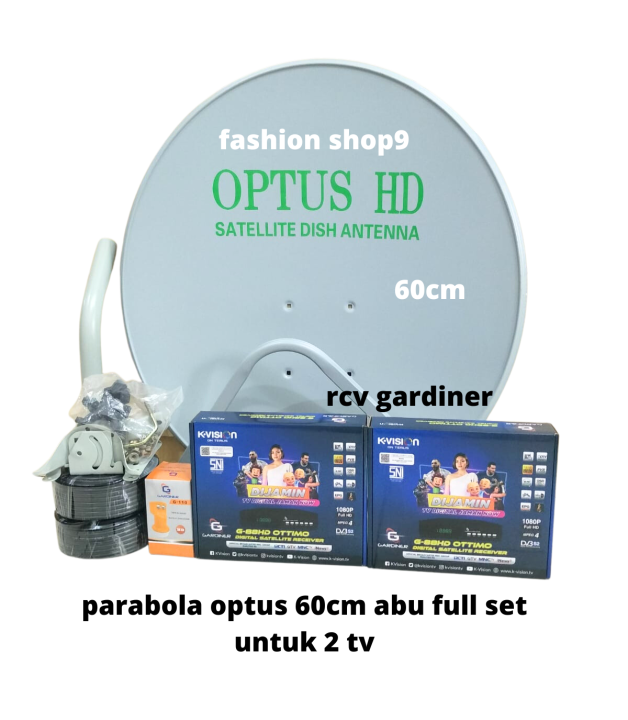 Paket Lengkap Parabola optus 60 cm abu + 2Receiver Gardiner | Lazada ...